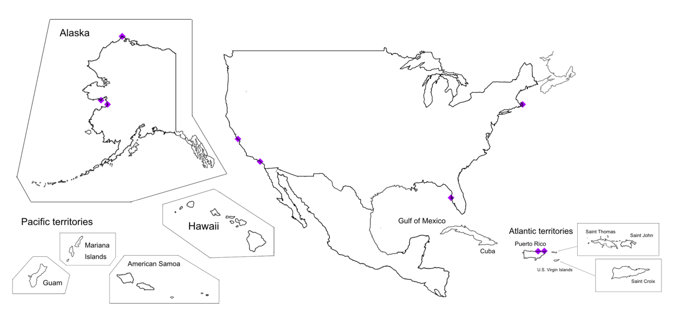 Coastcams Map with Coverage | U.S. Geological Survey