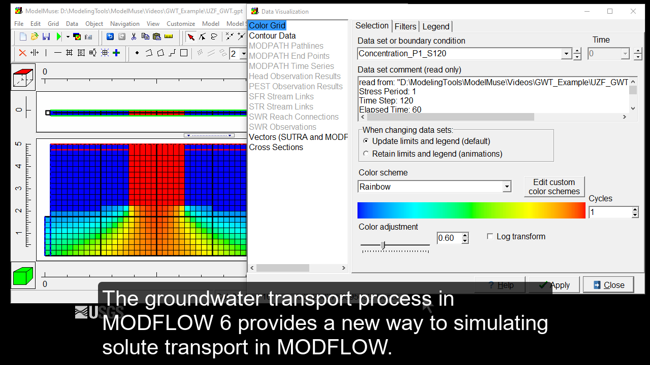 Groundwater Transport Process Results in ModelMuse | U.S. Geological Survey