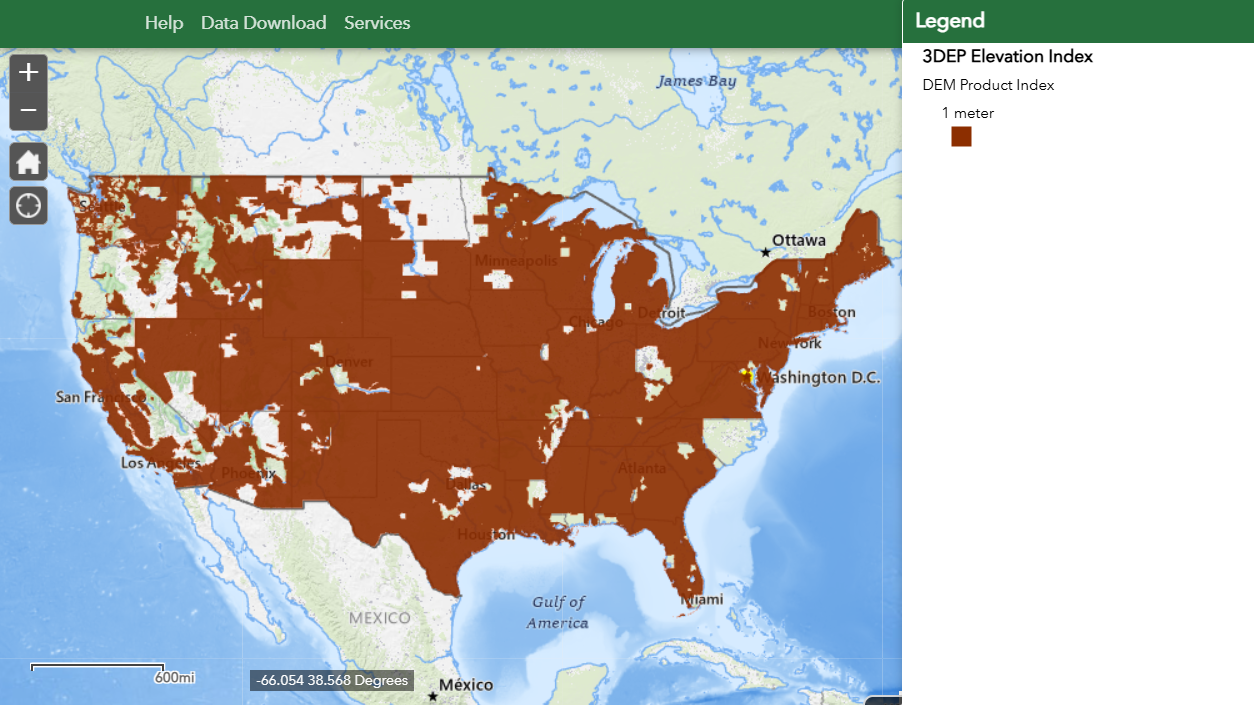 3DEP 1-meter DEM Availability Viewer Screen shot | U.S. Geological Survey
