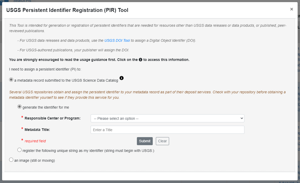 PIR Tool FAQ | U.S. Geological Survey
