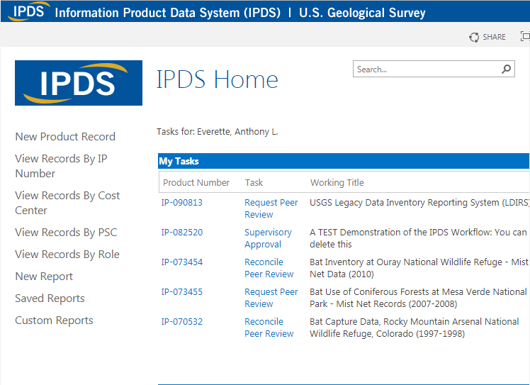 IPDS screencapture | U.S. Geological Survey