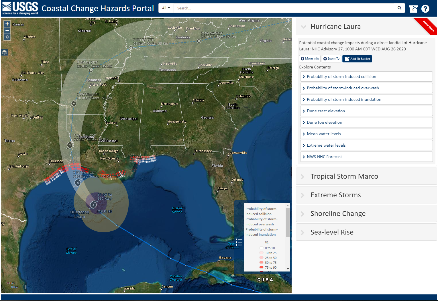 USGS Produced Coastal Change Forecasts for Hurricane Laura | U.S ...
