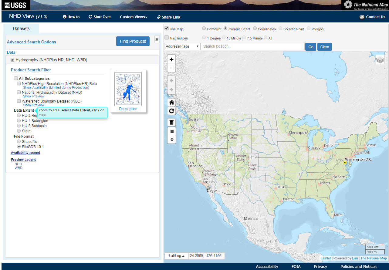Screenshot of the NHD View (v1.0) of The National Map Viewer | U.S ...